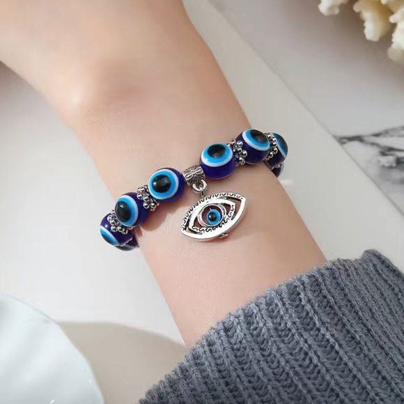 Jewelry | Devils Eye Elastic Beaded Bracelet | Poshmark